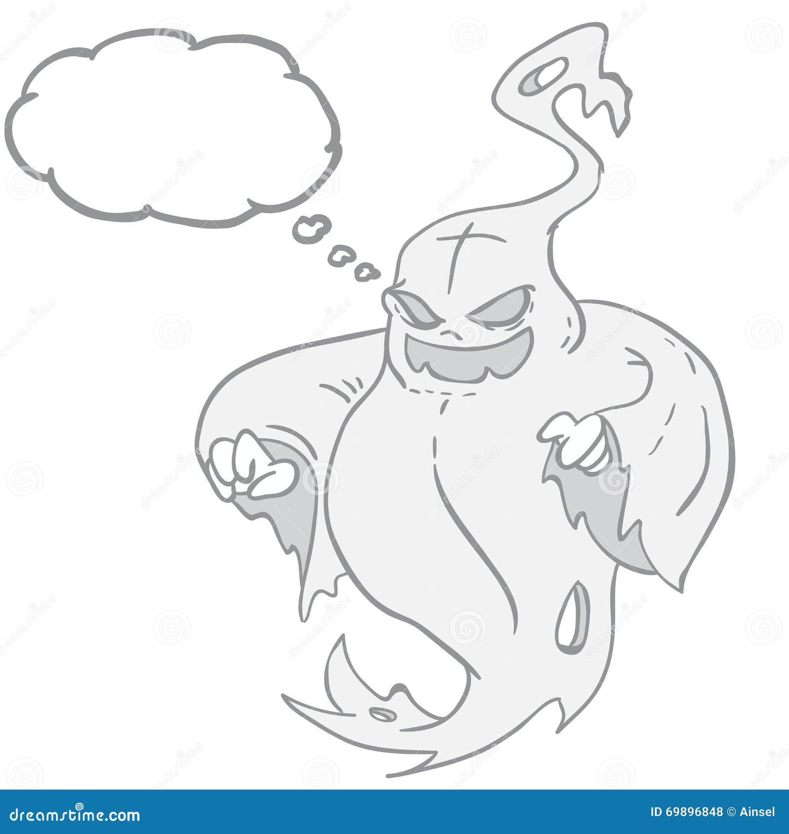 Fat Evil Ghost with Thought Bubble Stock Vector - Illustration of death ...