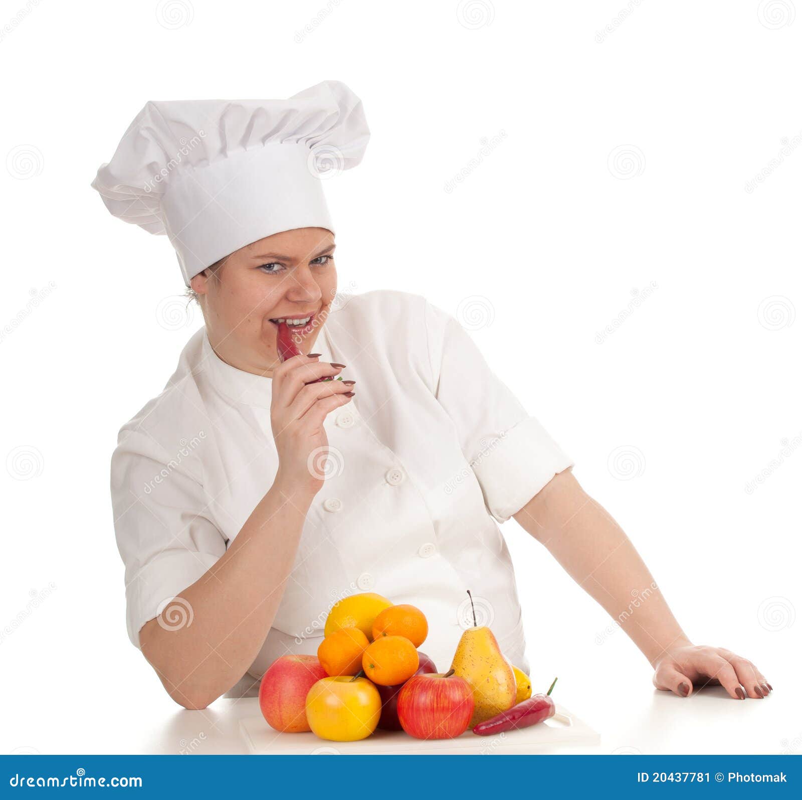 Fat Female Cook with Fruits Stock Image - Image of restaurant ...