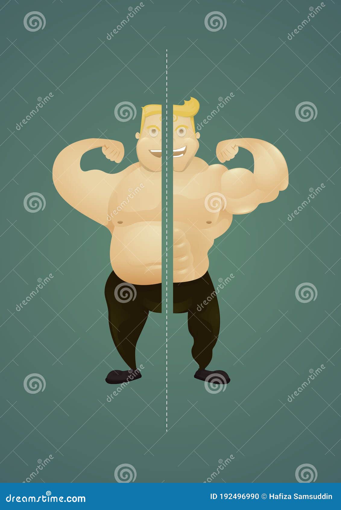 Fat and Fit Comparison. Vector Illustration Decorative Design Stock ...