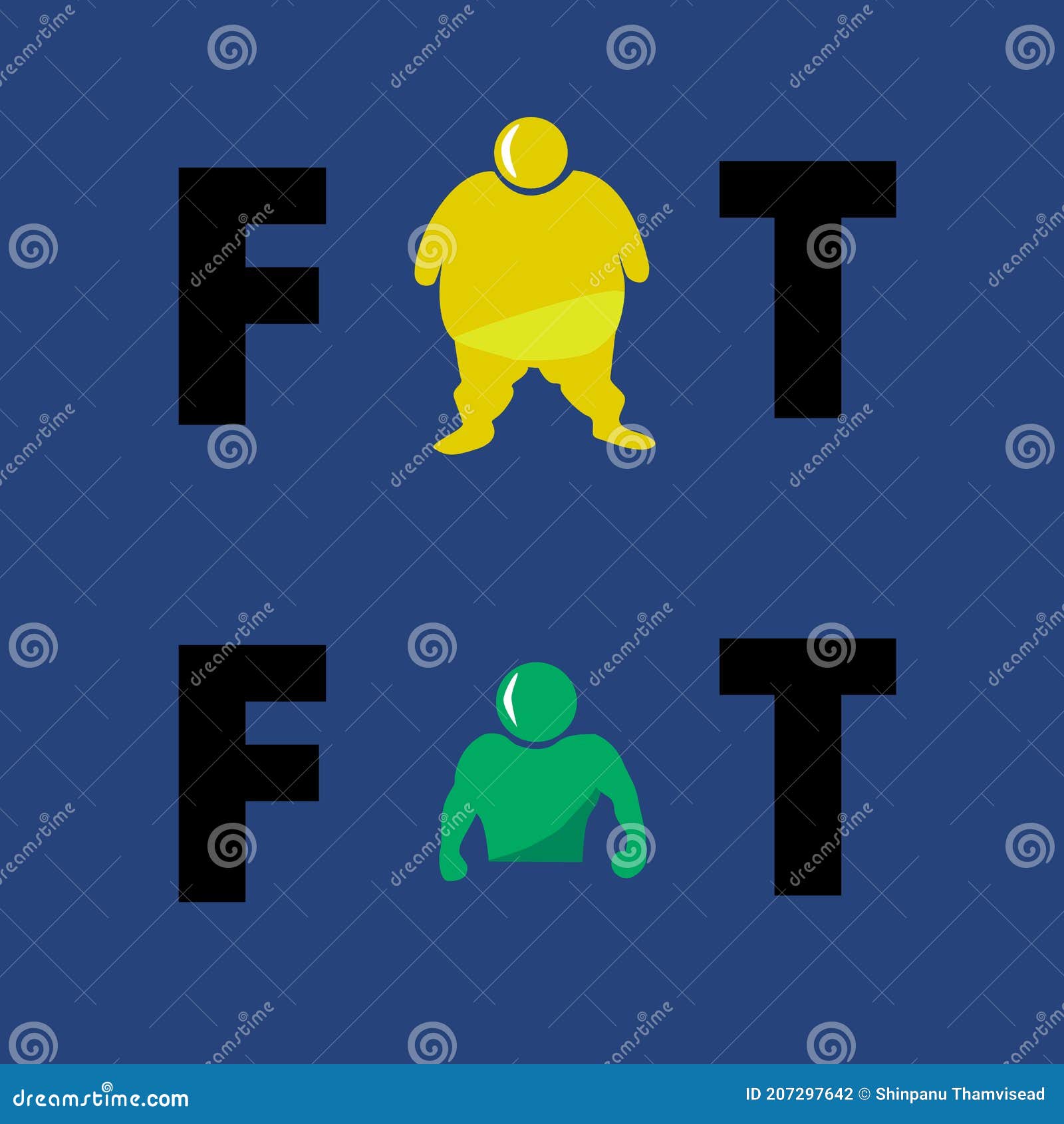 Fat and Fit Creative Concept. Fat Vs Slim Man. Word FAT and FIT Design ...