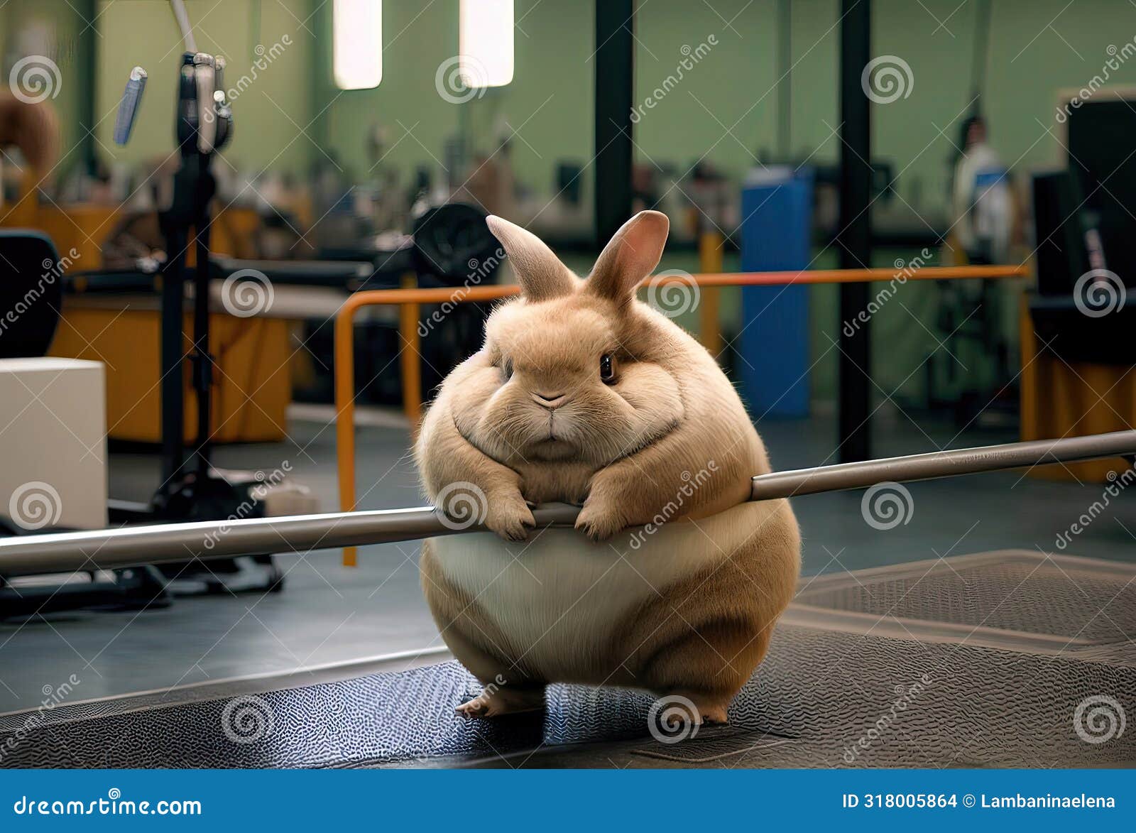 Fat Fluffy Rabbit in Gym. Generative Ai Art Stock Illustration ...