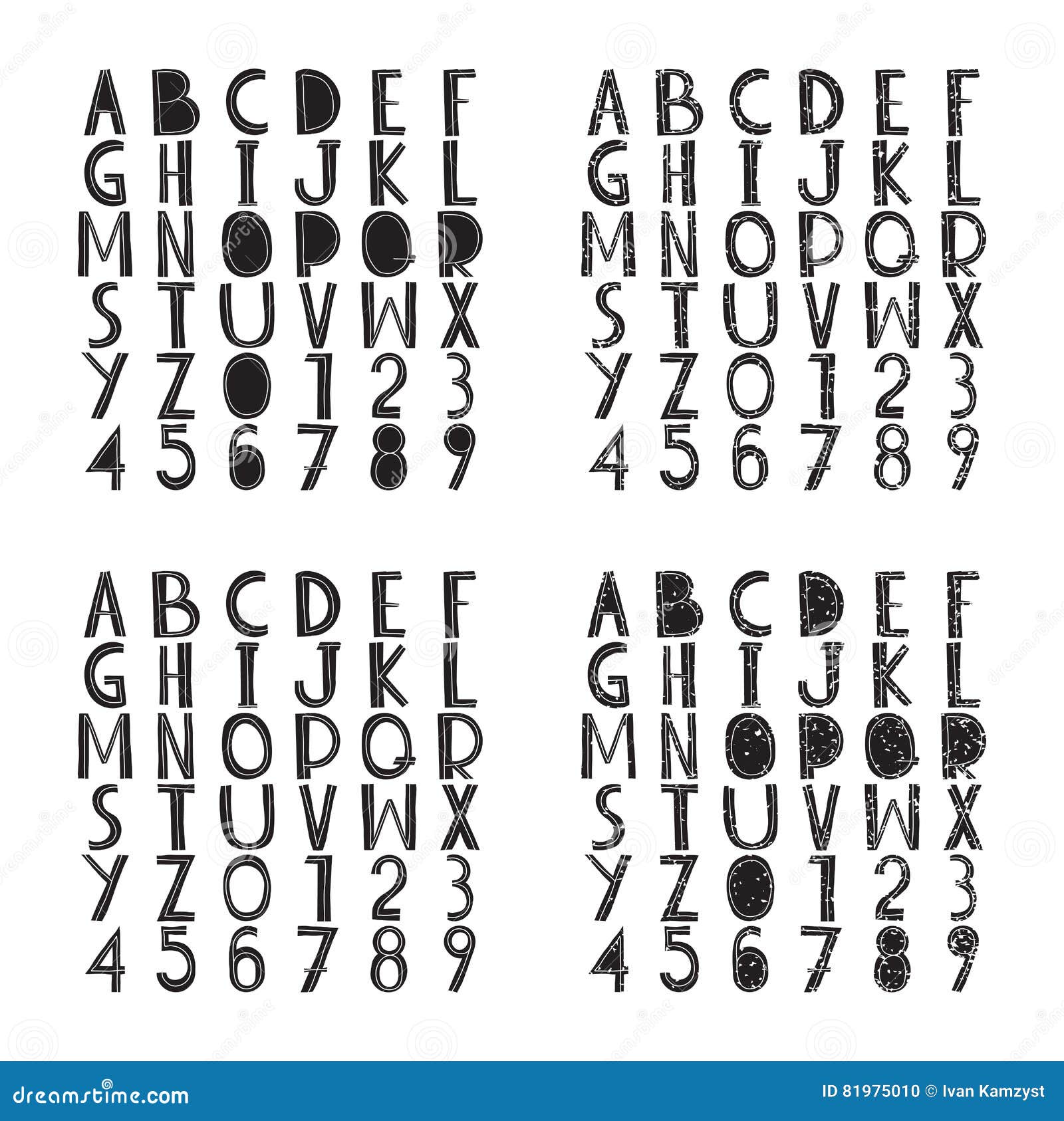 Fat Fonts Collection with Rough Grungy Decorative Alphabet Stock Vector ...