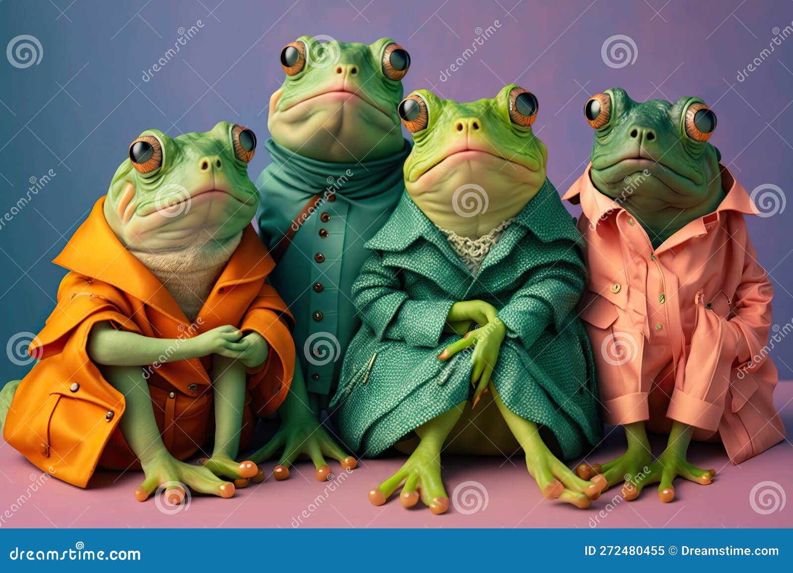 Fat Frogs in the Clothes, Created with Generative AI Technology Stock ...