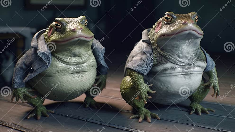 Fat Frogs in the Clothes. Generative Ai Stock Image - Image of ...