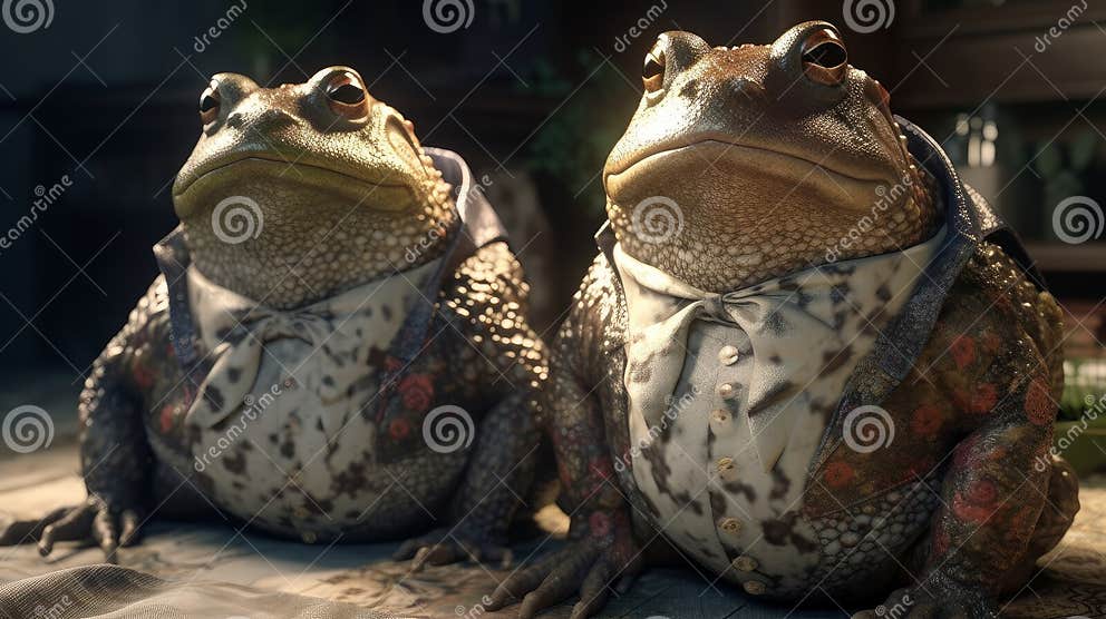 Fat Frogs in the Clothes. Generative Ai Stock Image - Image of fauna ...