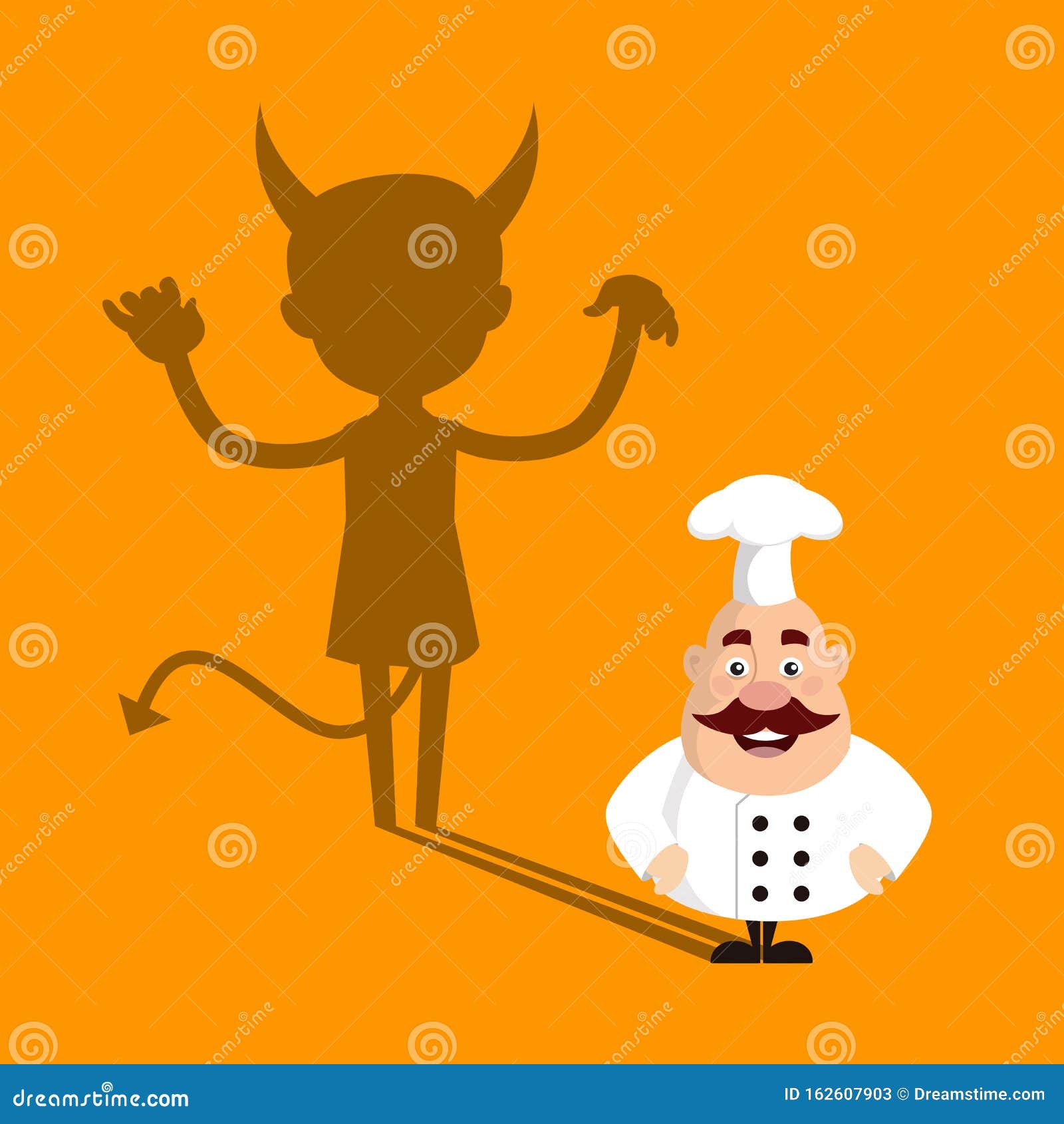 Fat Funny Chef - Devil Person Standing with Fake Smile Stock Vector ...