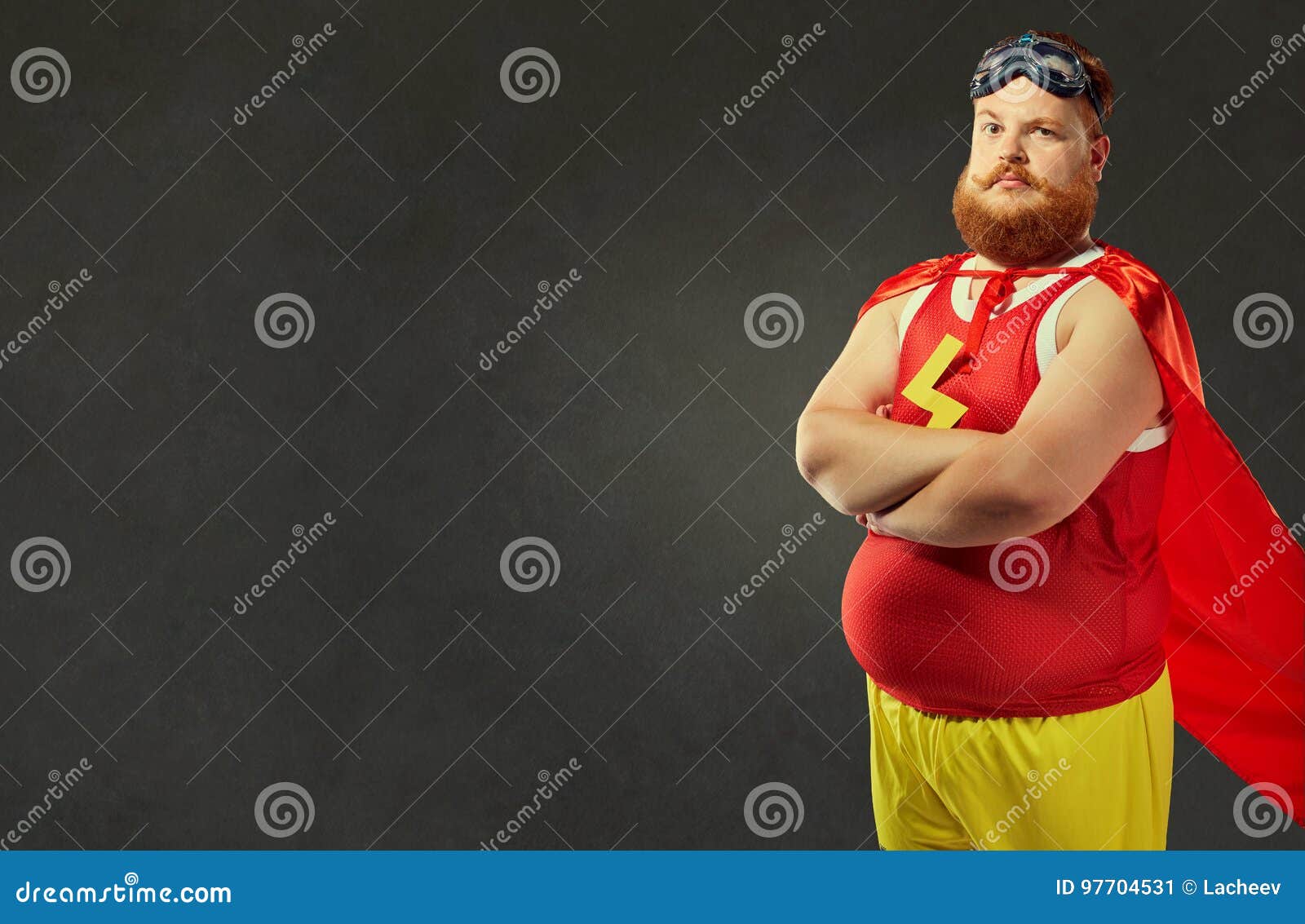 Fat Funny Man in a Superhero Costume. Stock Image - Image of hero ...