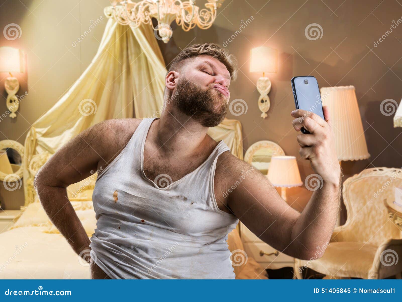 Fat Glamour Man Takes Selfie Stock Image 51405841