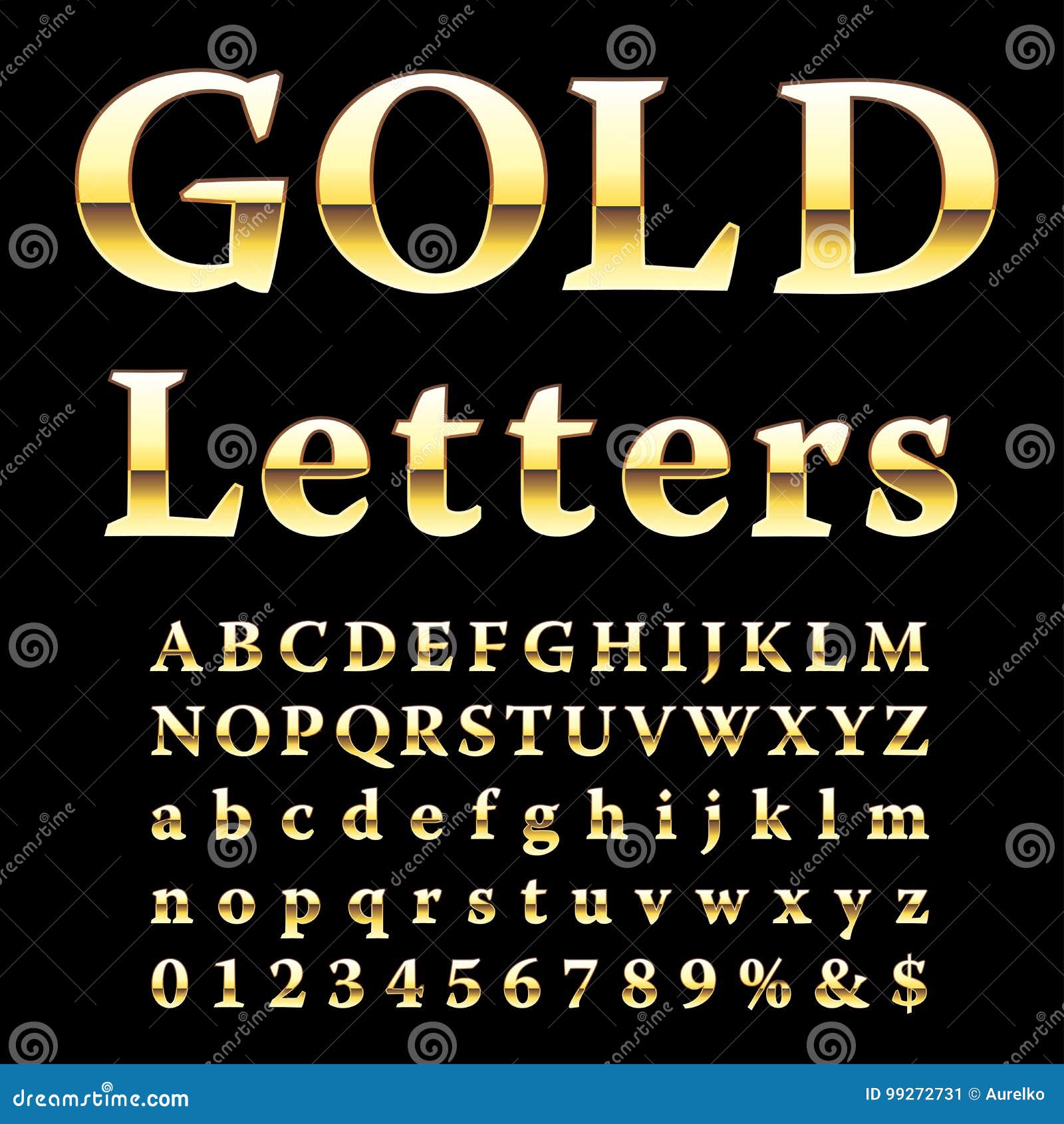 Fat gold letters stock vector. Illustration of shiny - 99272731