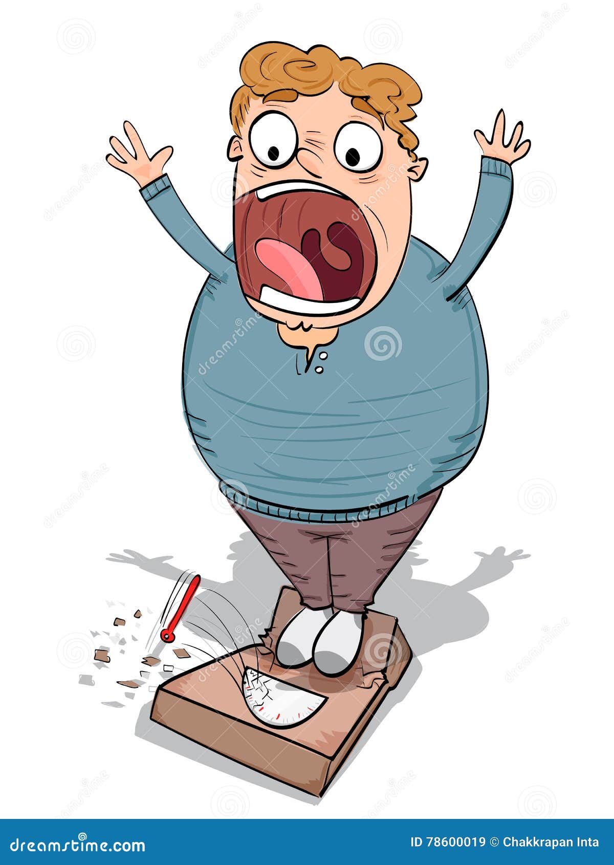 Fat Guy with Broken Bathroom Scale. Stock Vector - Illustration of ...