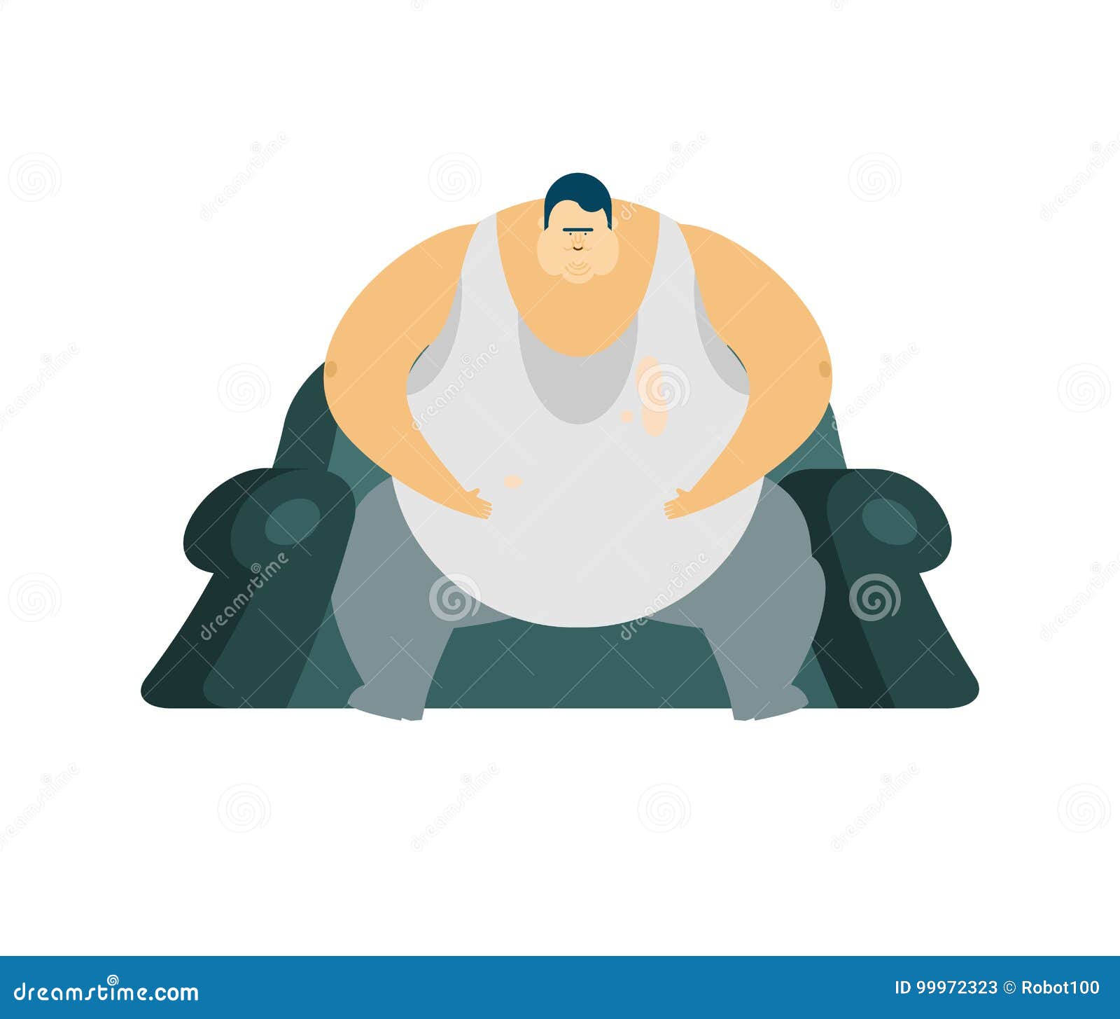 Fat Guy is Sitting on Chair. Glutton Thick Man Stock Vector ...