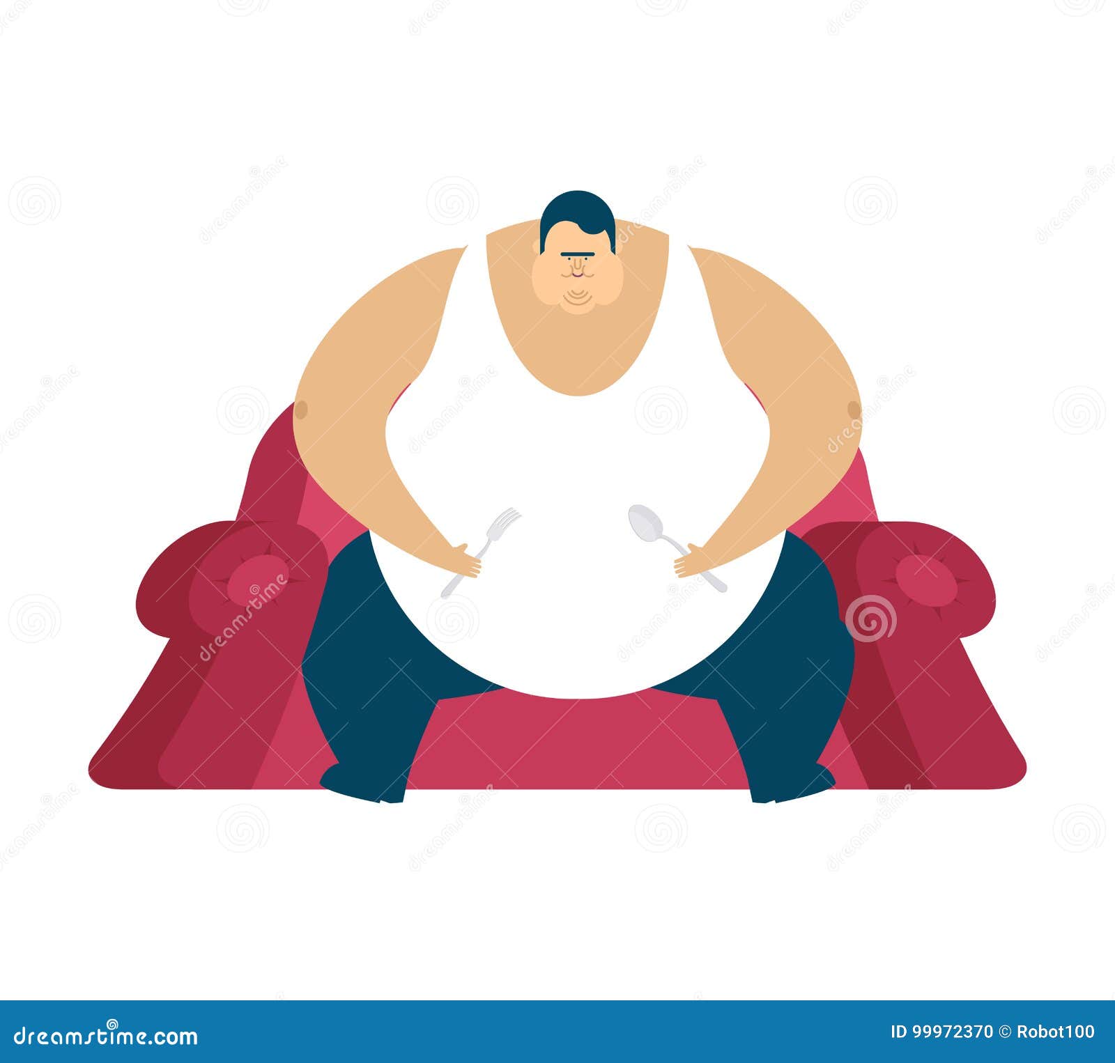 Fat Guy is Sitting on Chair. Glutton Thick Man Stock Vector ...