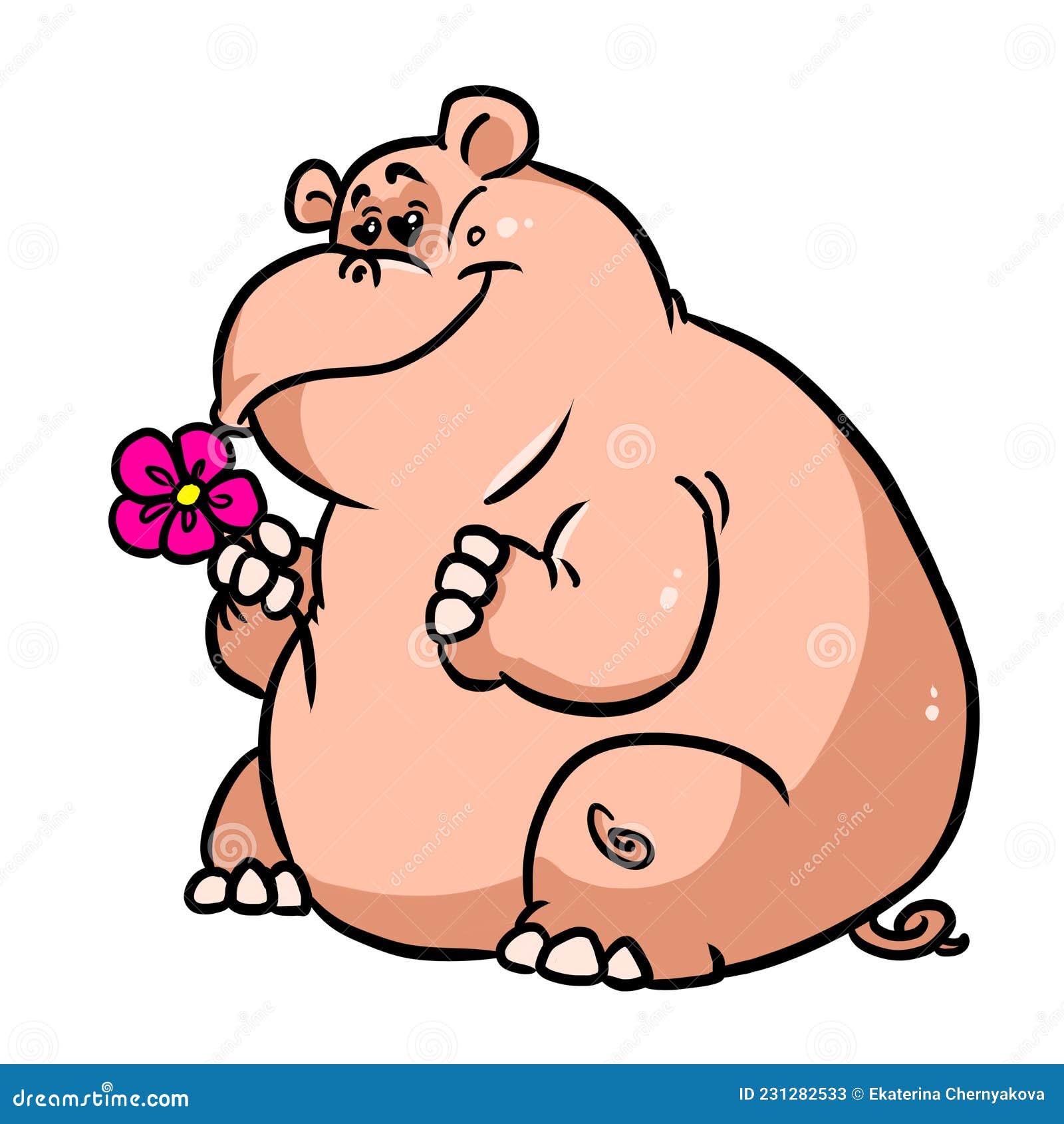 Fat Cartoon Hippo Drawing