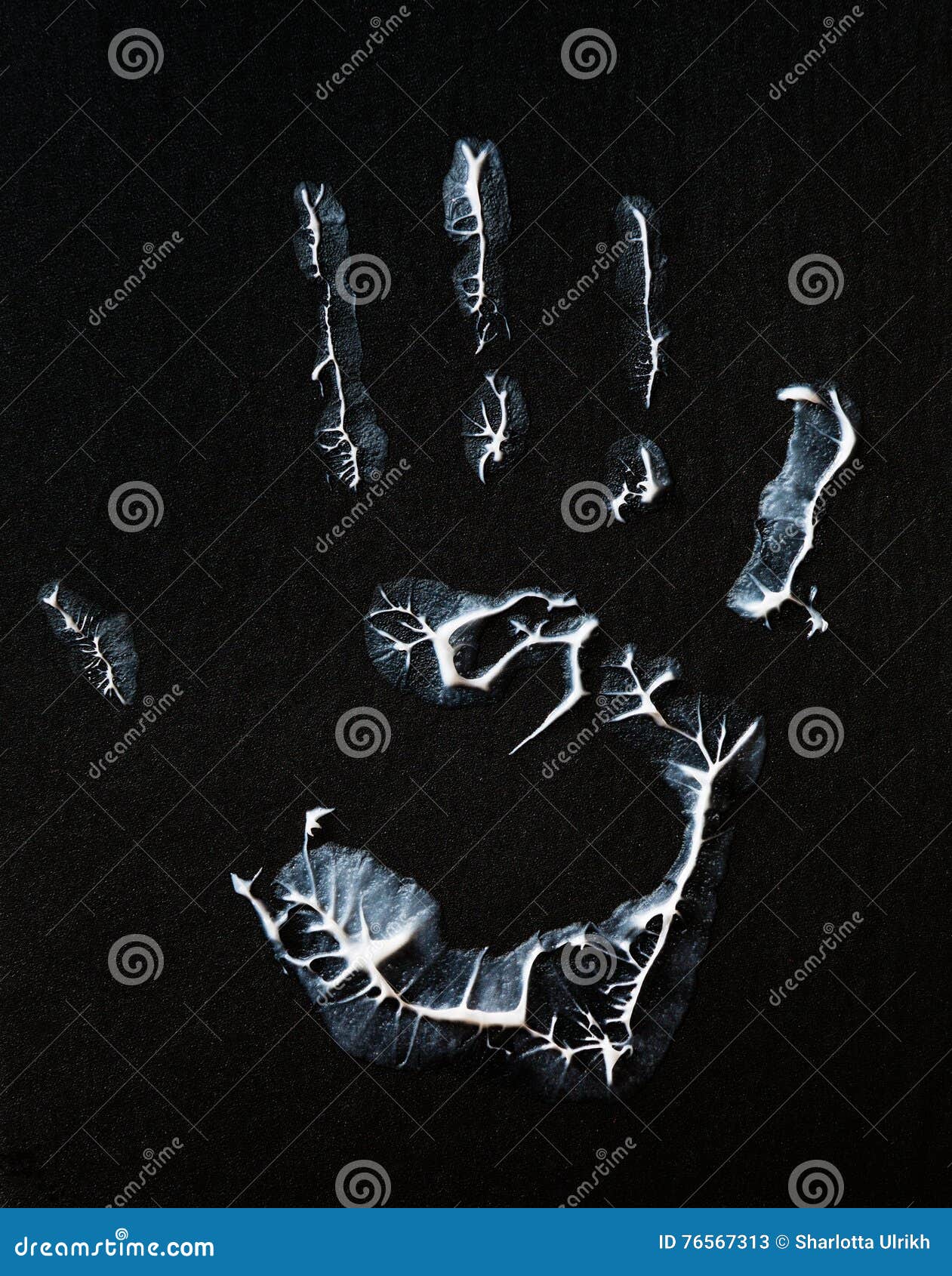 Fat Human Hand Imprint on Black, Vertical Photo Stock Image - Image of ...