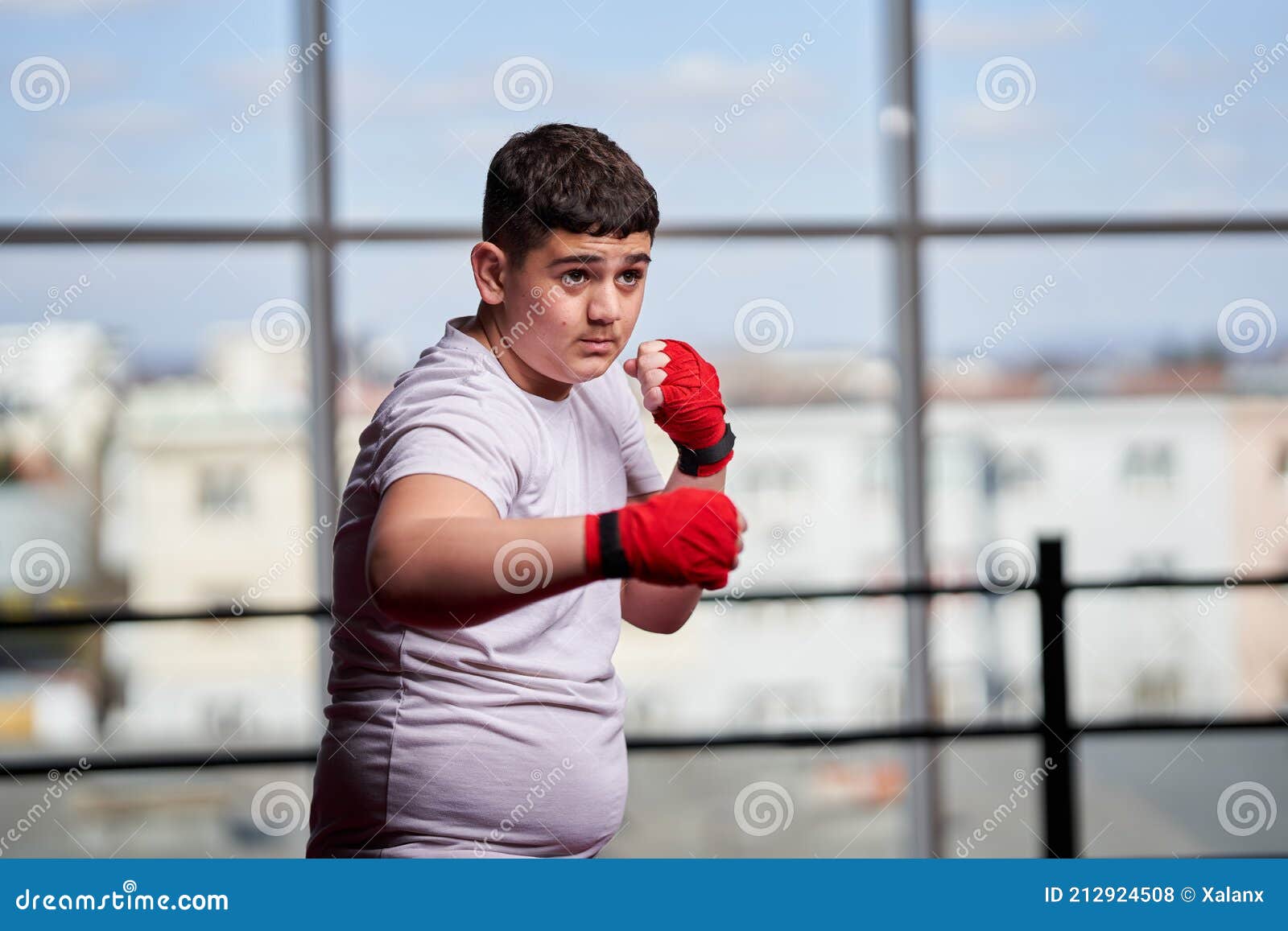 Fat Kickboxer Doing Shadow Boxing Stock Photo - Image of chubby, club ...