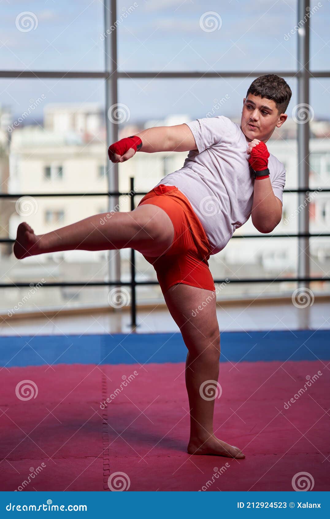 Fat Kickboxer Doing Shadow Boxing Stock Image - Image of kickbox ...