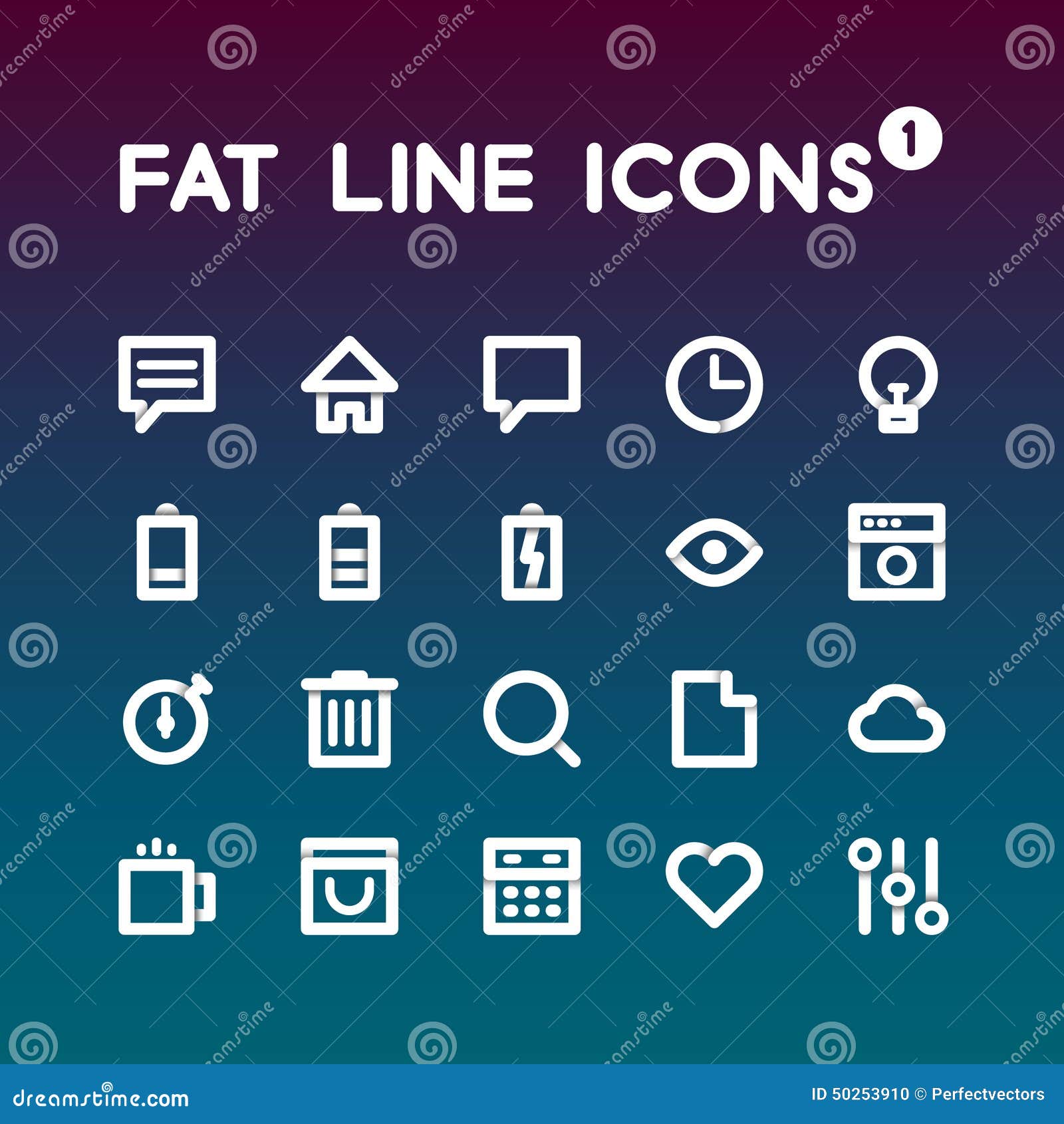 Fat Line Icons set 1 stock vector. Illustration of icon - 50253910