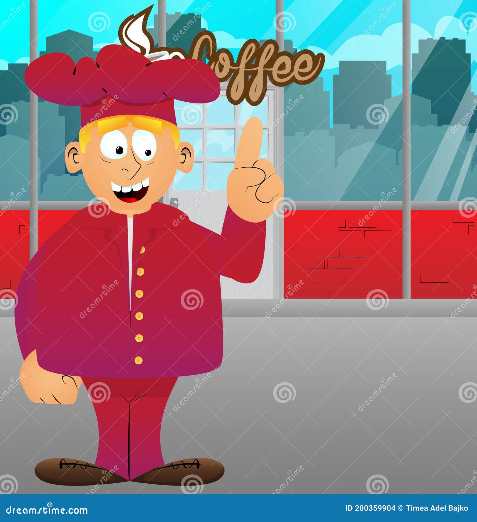 Chef in Uniform Making a Point. Vector Illustration Stock Vector ...