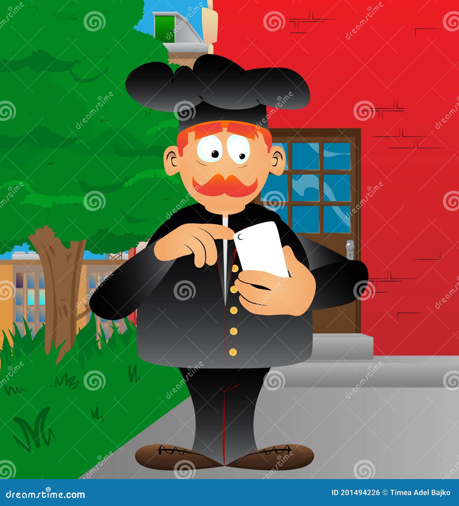 Chef in Uniform Using a Mobile Phone. Stock Vector - Illustration of ...