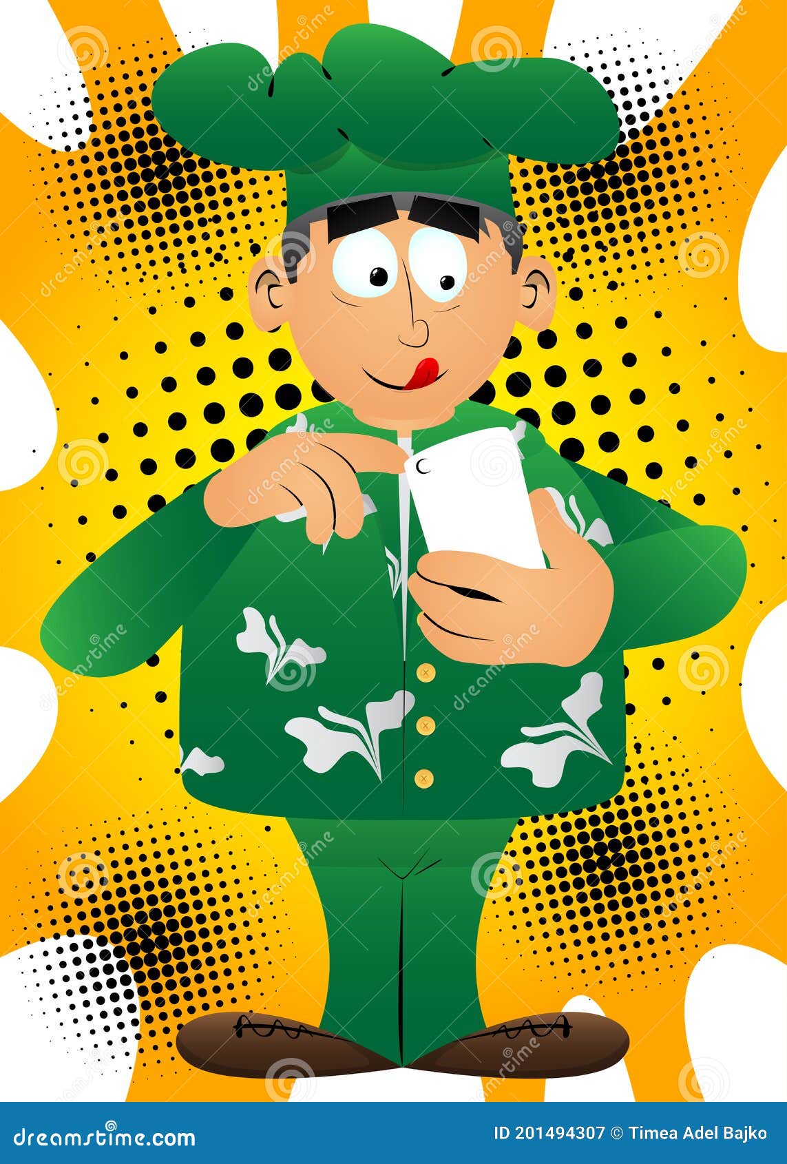 Chef in Uniform Using a Mobile Phone. Stock Vector - Illustration of ...