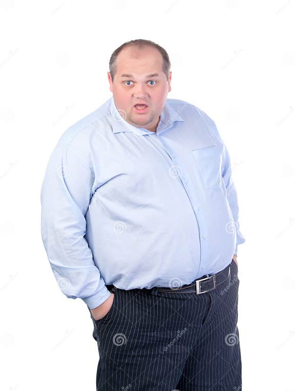 Fat Man in a Blue Shirt stock photo. Image of overweight - 27086618