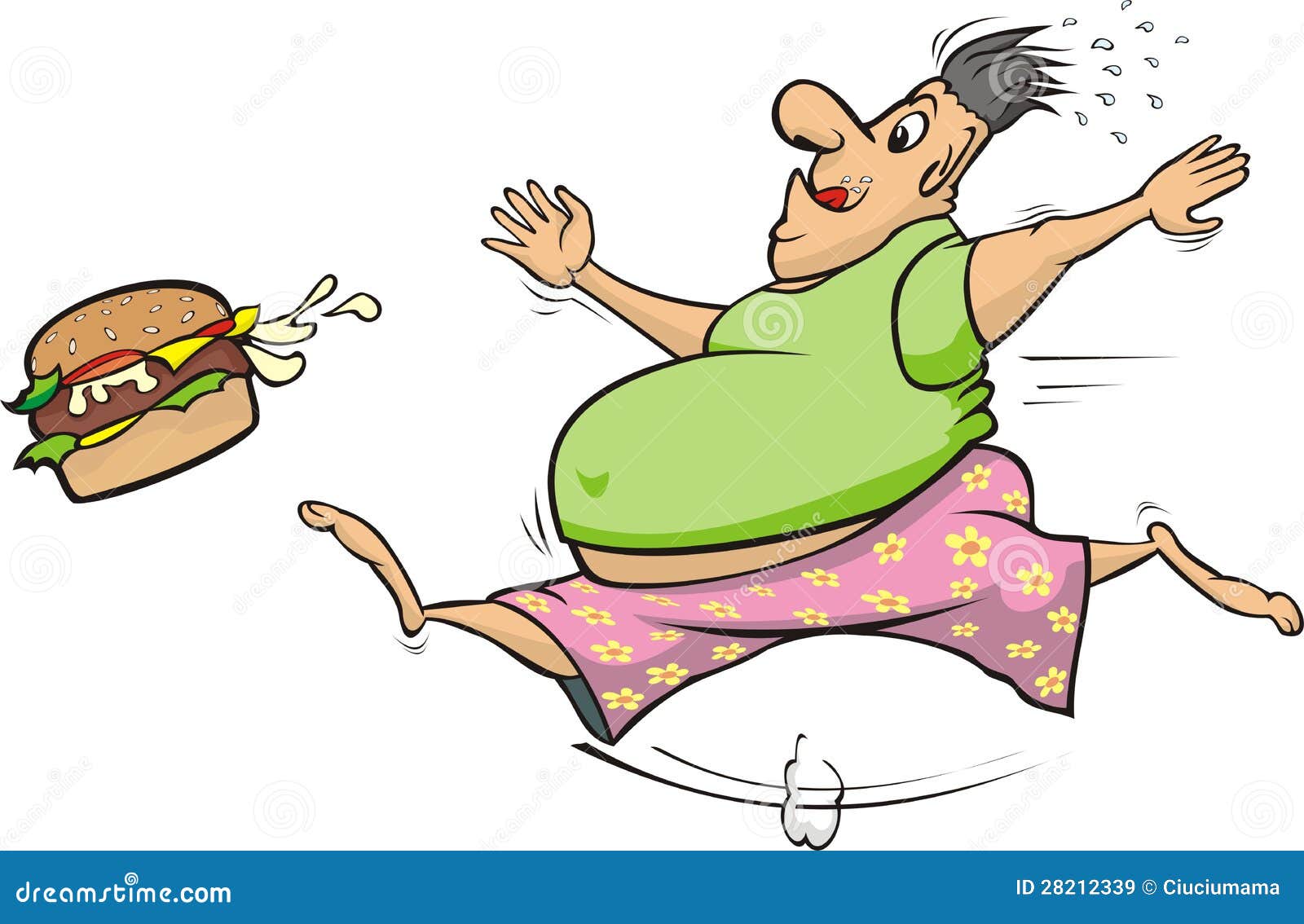 Fat Man Chasing a Hamburger Stock Vector - Illustration of desire, male ...