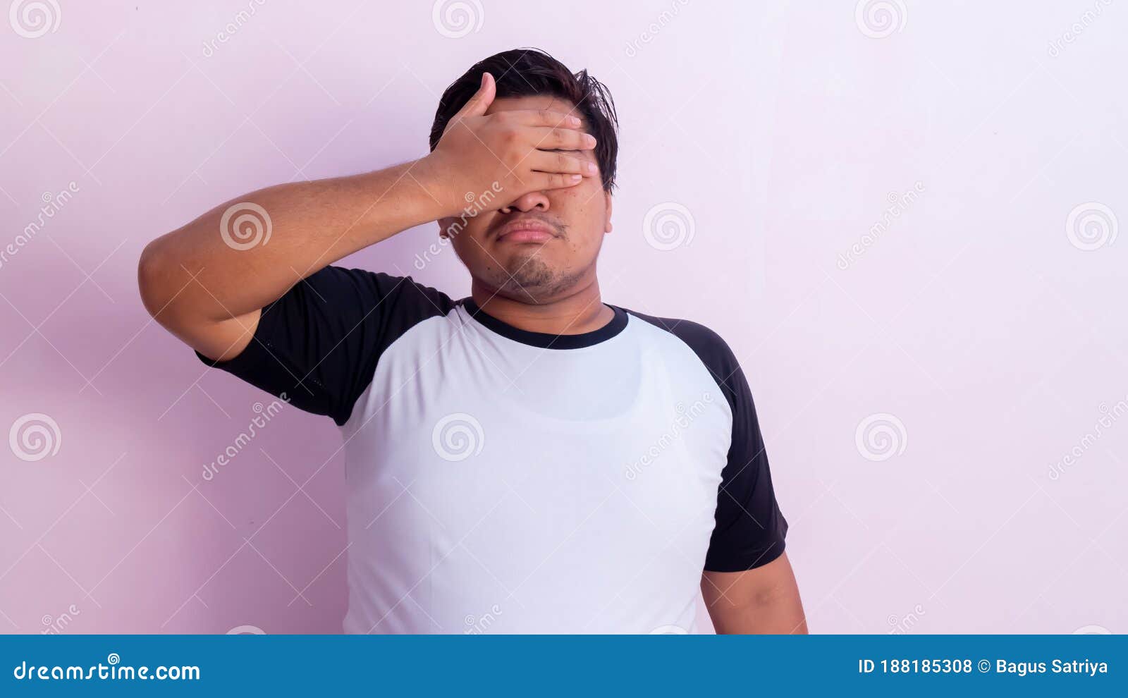 FAT MAN CLOSING the MOUTH stock photo. Image of calories - 188185308