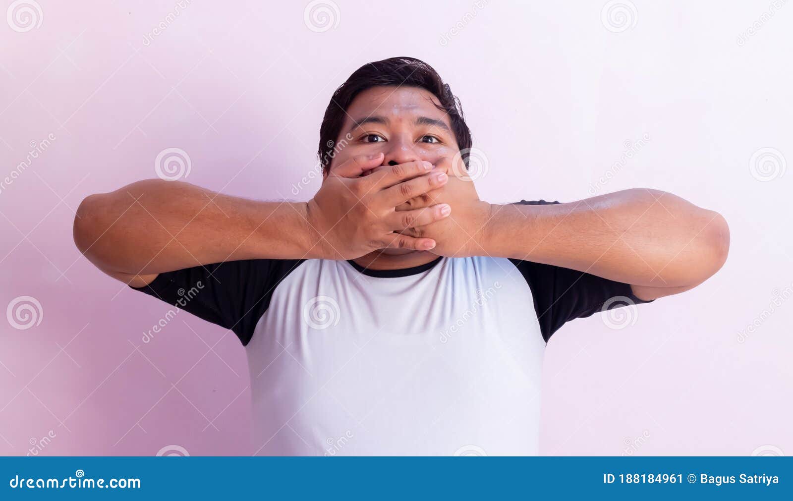 FAT MAN CLOSING the MOUTH stock image. Image of human - 188184961