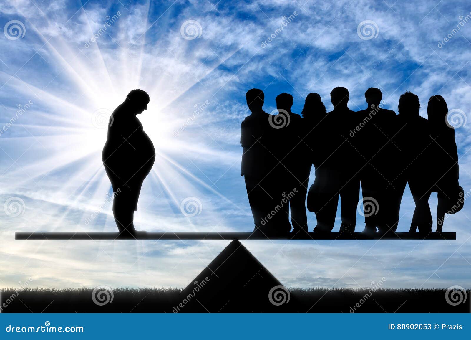 Fat Man and Crowd on Scales Day Stock Image - Image of medicine ...
