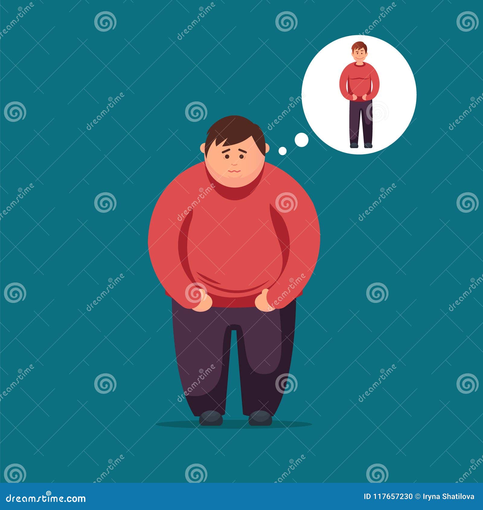 Sad Fat Man. Vector Flat Illustration | CartoonDealer.com #117657230