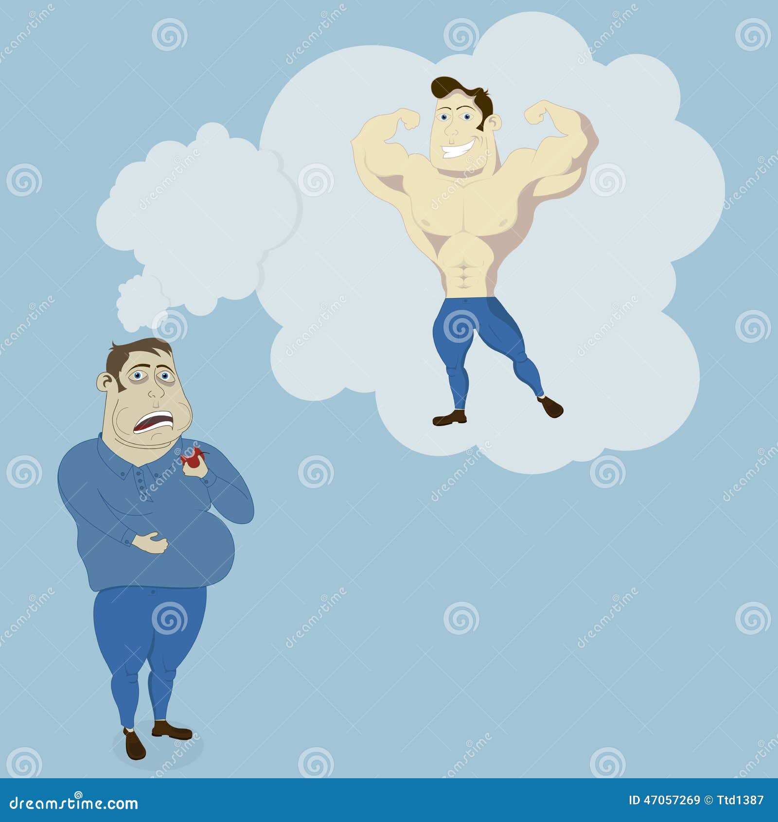 Fat Man Dreams Shapely Strong Man Stock Illustrations – 2 Fat Man ...