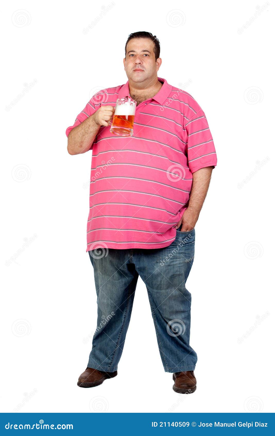 Fat Man Drinking a Jar of Beer Stock Image - Image of thick, diet: 21140509