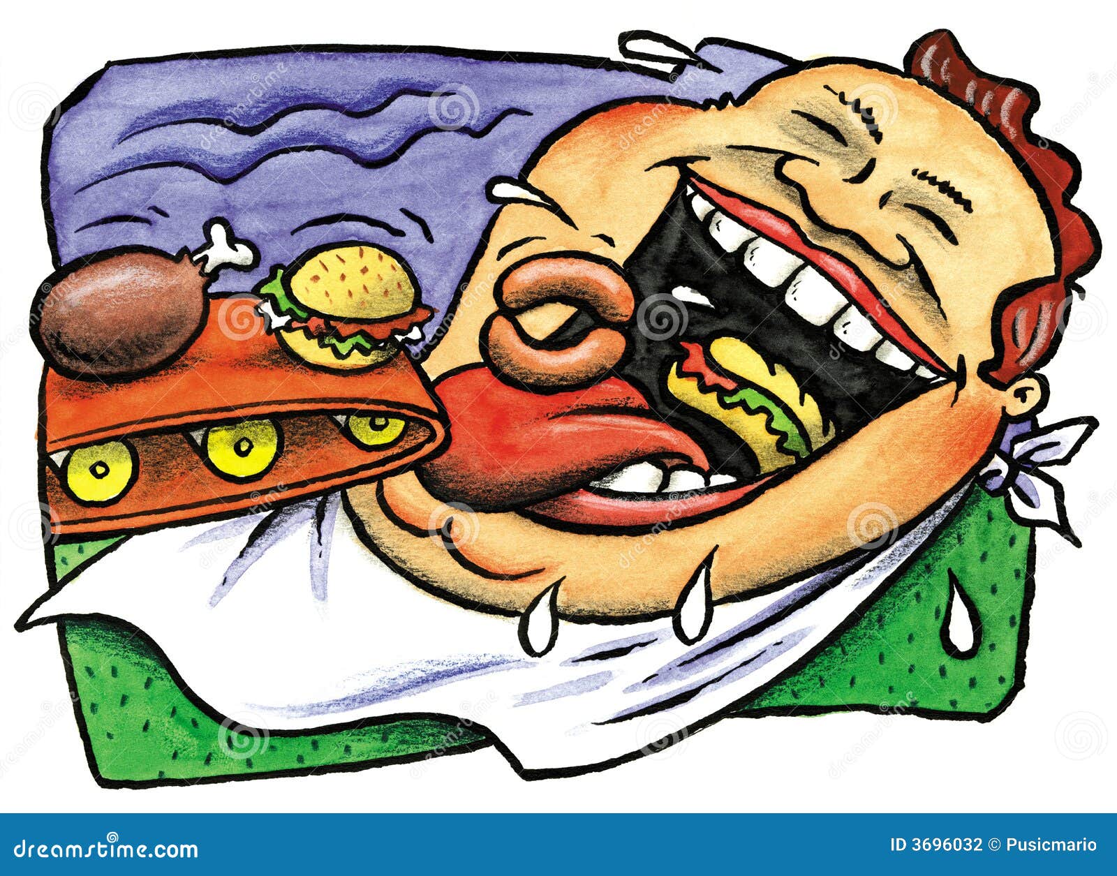 Fat man eating stock illustration. Illustration of gestures - 3696032