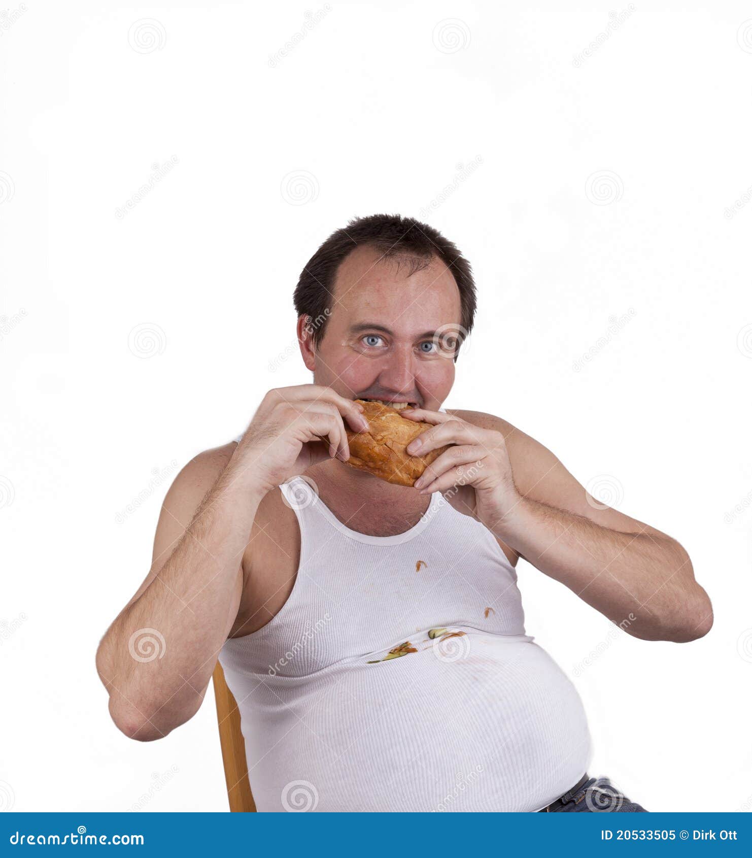 Fat man eating fast food stock image. Image of clothes - 20533505