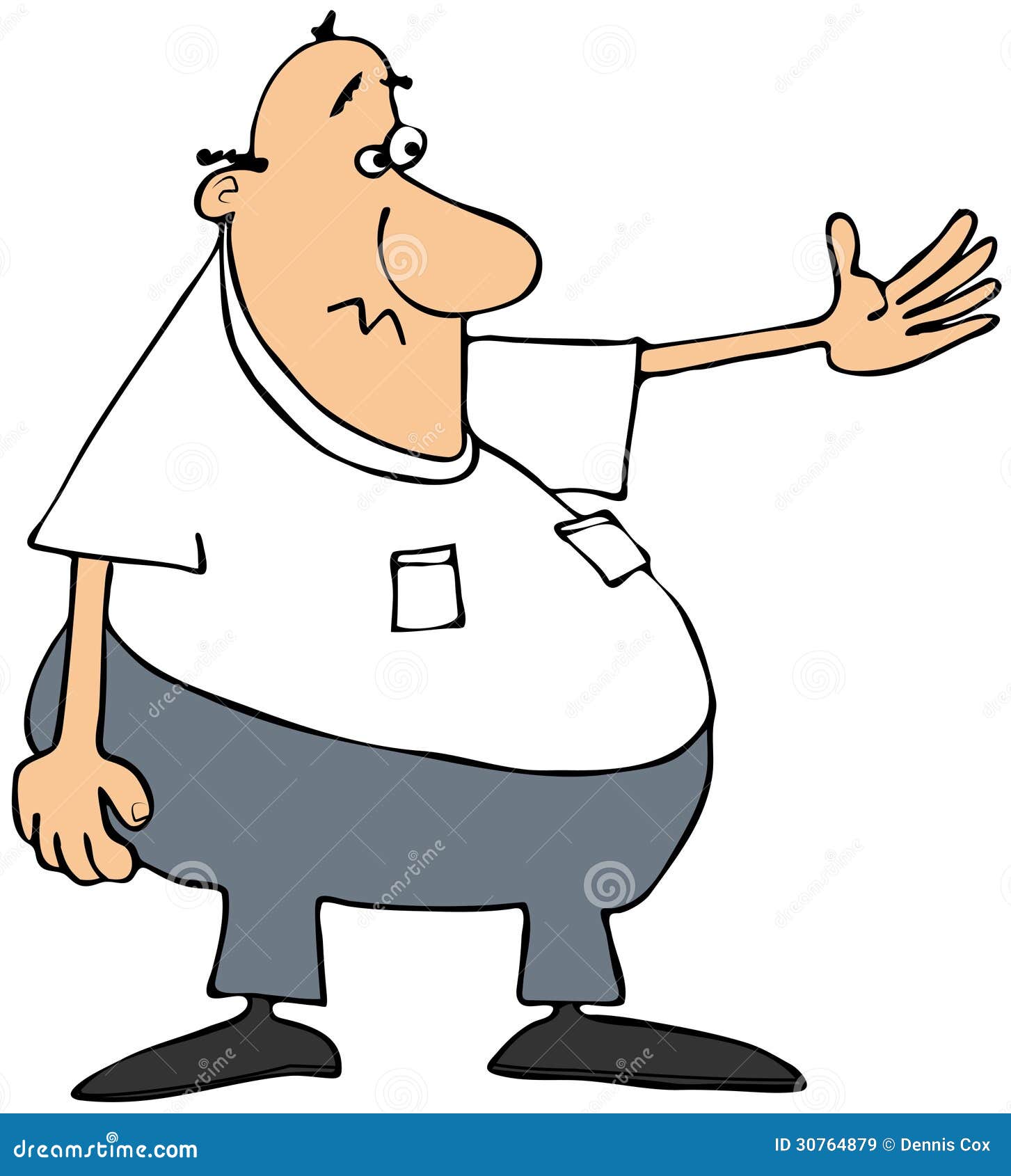 Fat Man Gesturing To the Left Stock Illustration - Illustration of ...