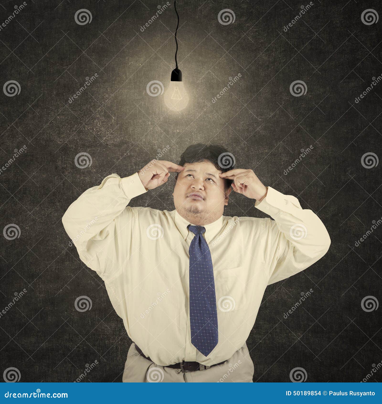 Fat Man Getting Bright Idea 1 Stock Photo - Image of bright, obese ...