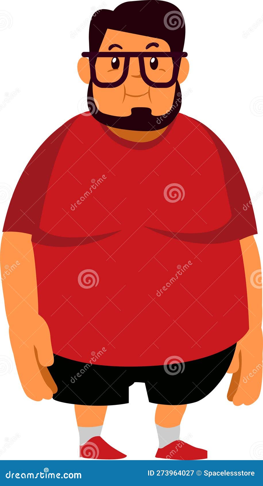 Fat Beard Man with Glasses Wearing Red Shirt Standing Isolated Stock ...