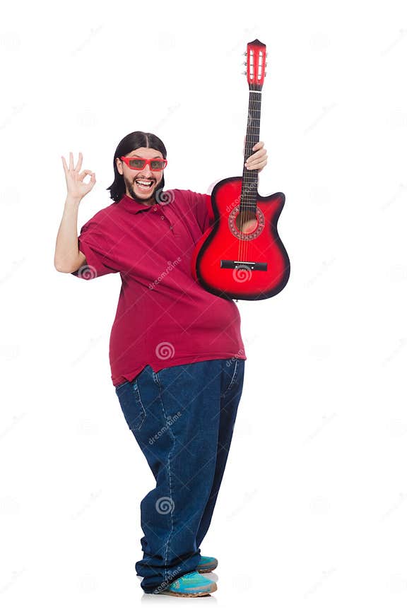 Fat man with guitar stock image. Image of musical, adult - 58140159