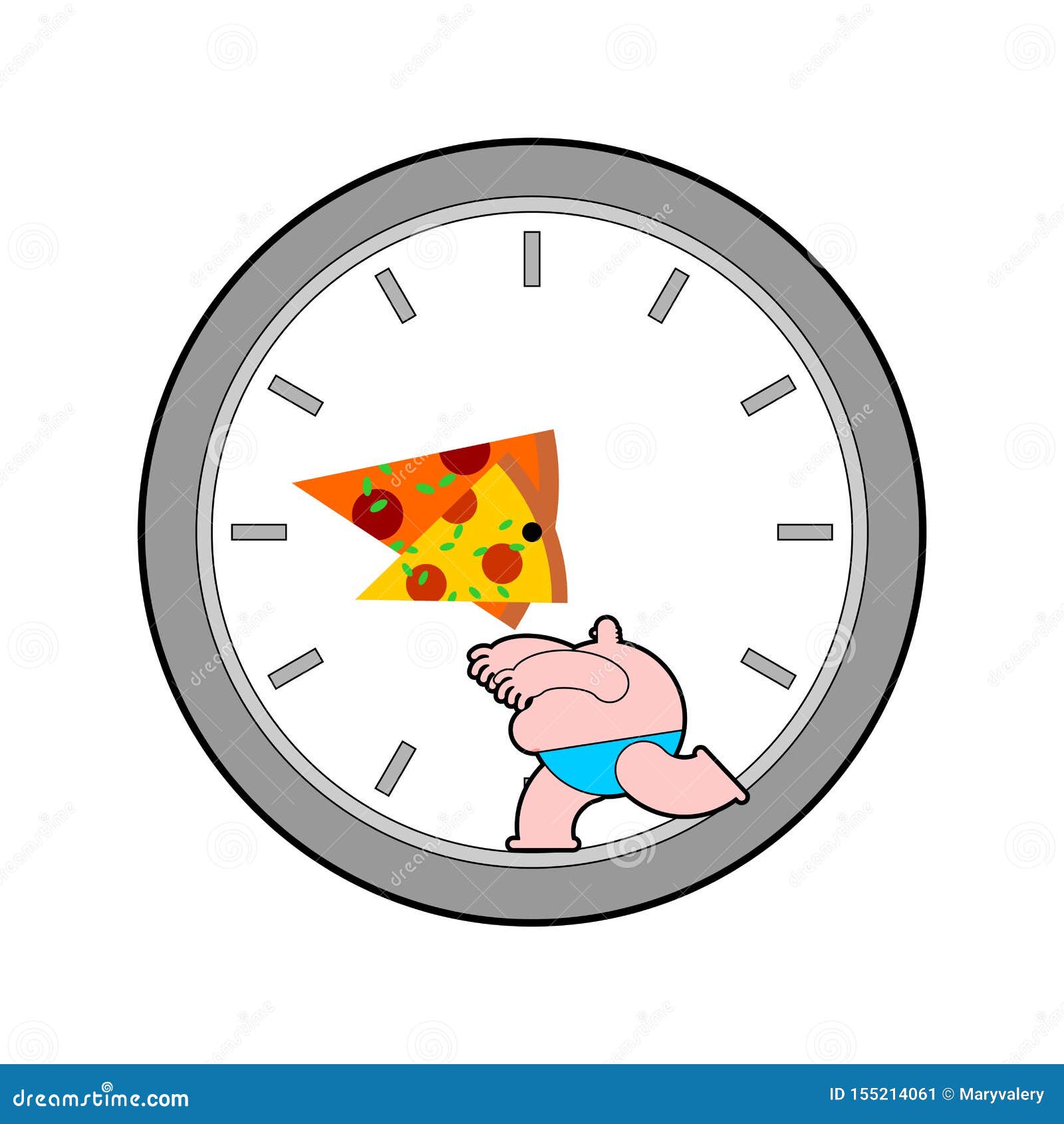 Fat Man Inside Clock. Time To Lose Weight Stock Vector - Illustration ...
