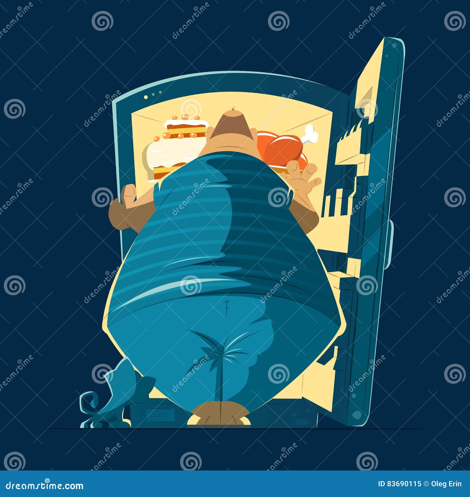 Glutton Open Mouth Hungry Fat Man. Heavy Eater Vector Illustration ...
