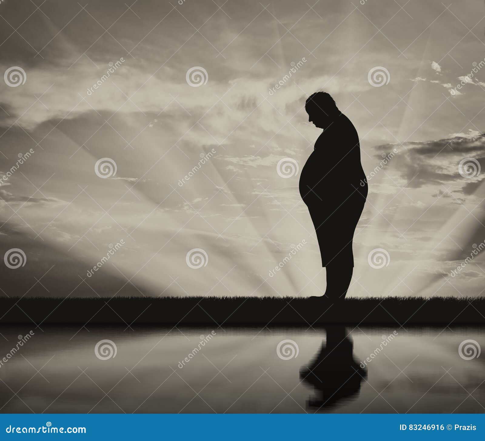 Fat man one in reflection stock illustration. Illustration of ...