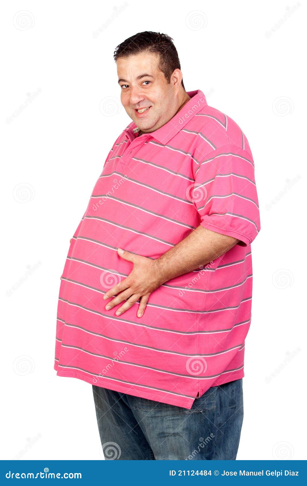 Fat man with pink shirt stock photo. Image of healthy - 21124484