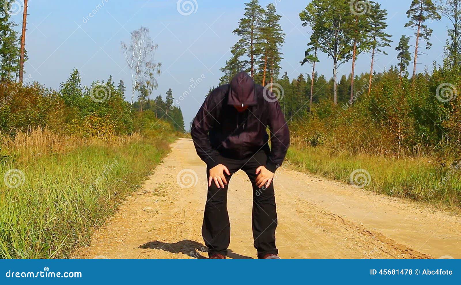 Fat Man Running Along the Forest Path Stock Footage - Video of exercise ...