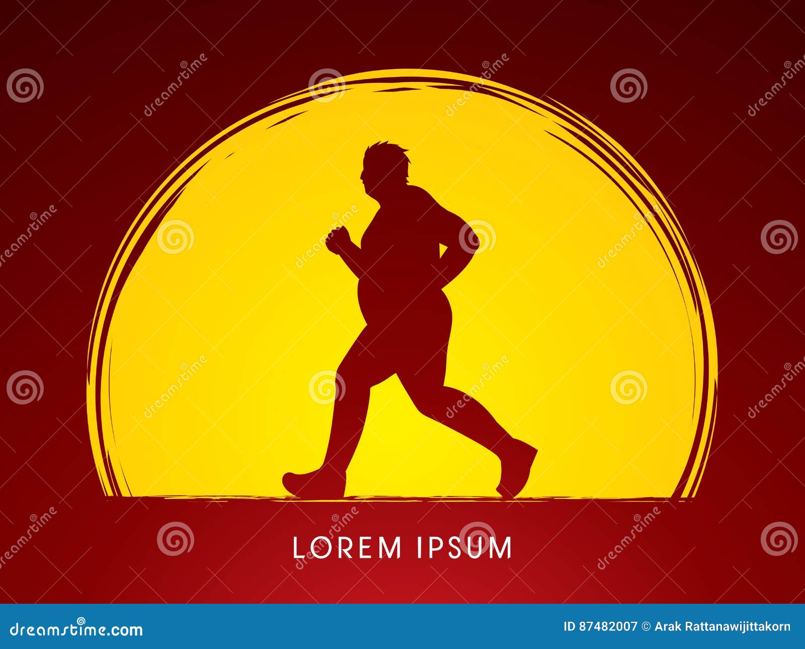 Fat man running graphic stock vector. Illustration of overweight - 87482007