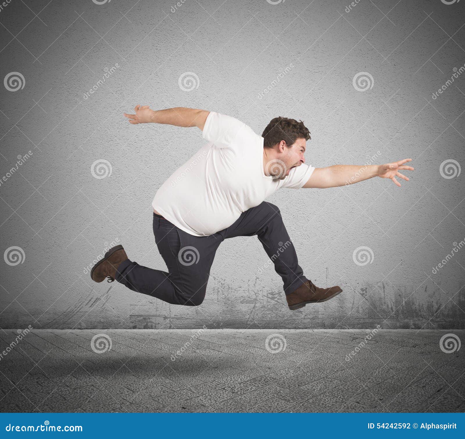 Fat man runs stock photo. Image of calorie, runner, health - 54242592