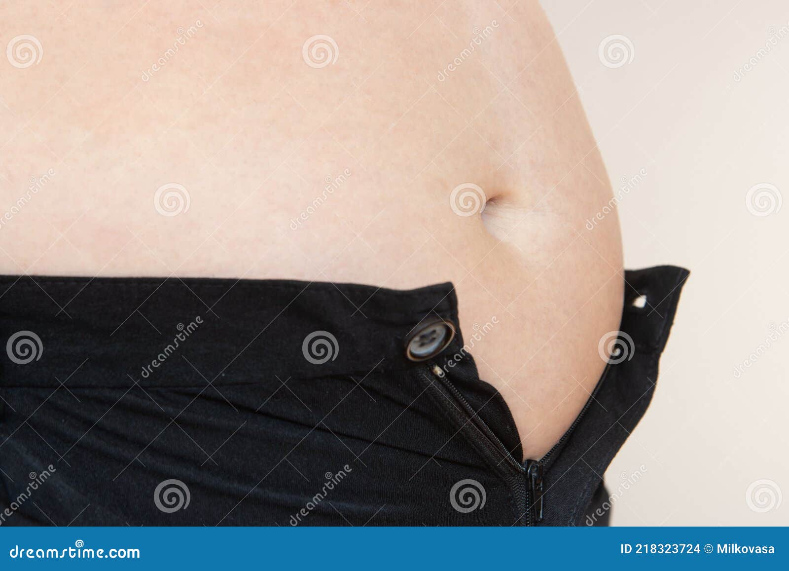 The Fat Man`s Belly Does Not Fit in His Pants Stock Photo - Image of ...