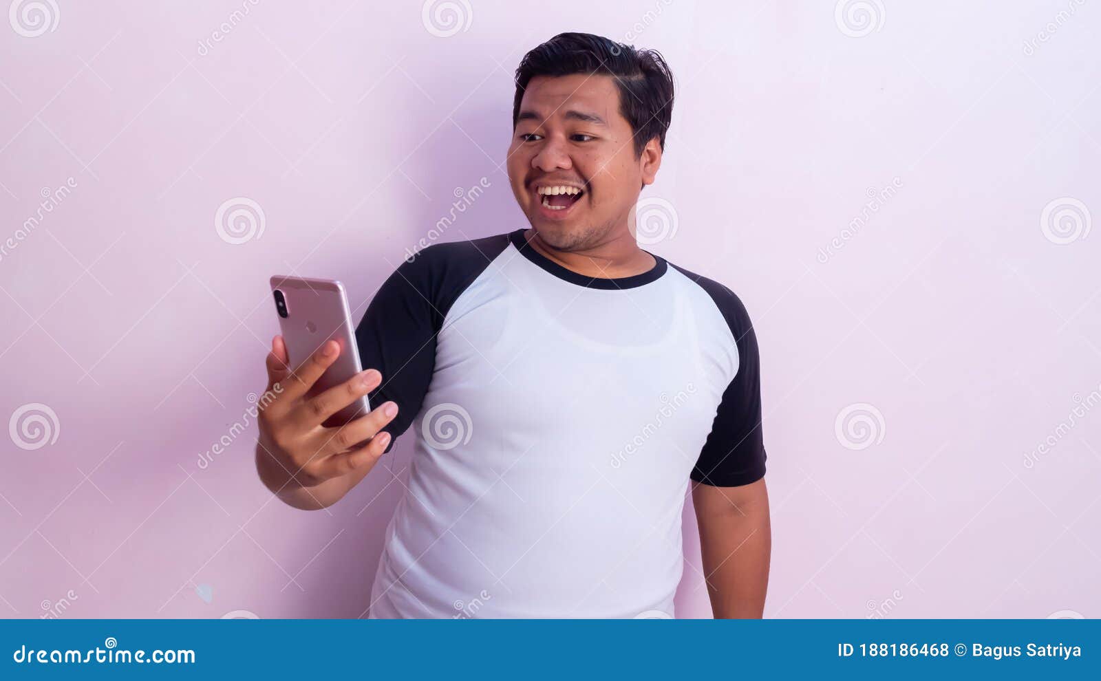 FAT MAN SEE a HANDPHONE with EXCITED EXPRESSION Stock Photo - Image of ...