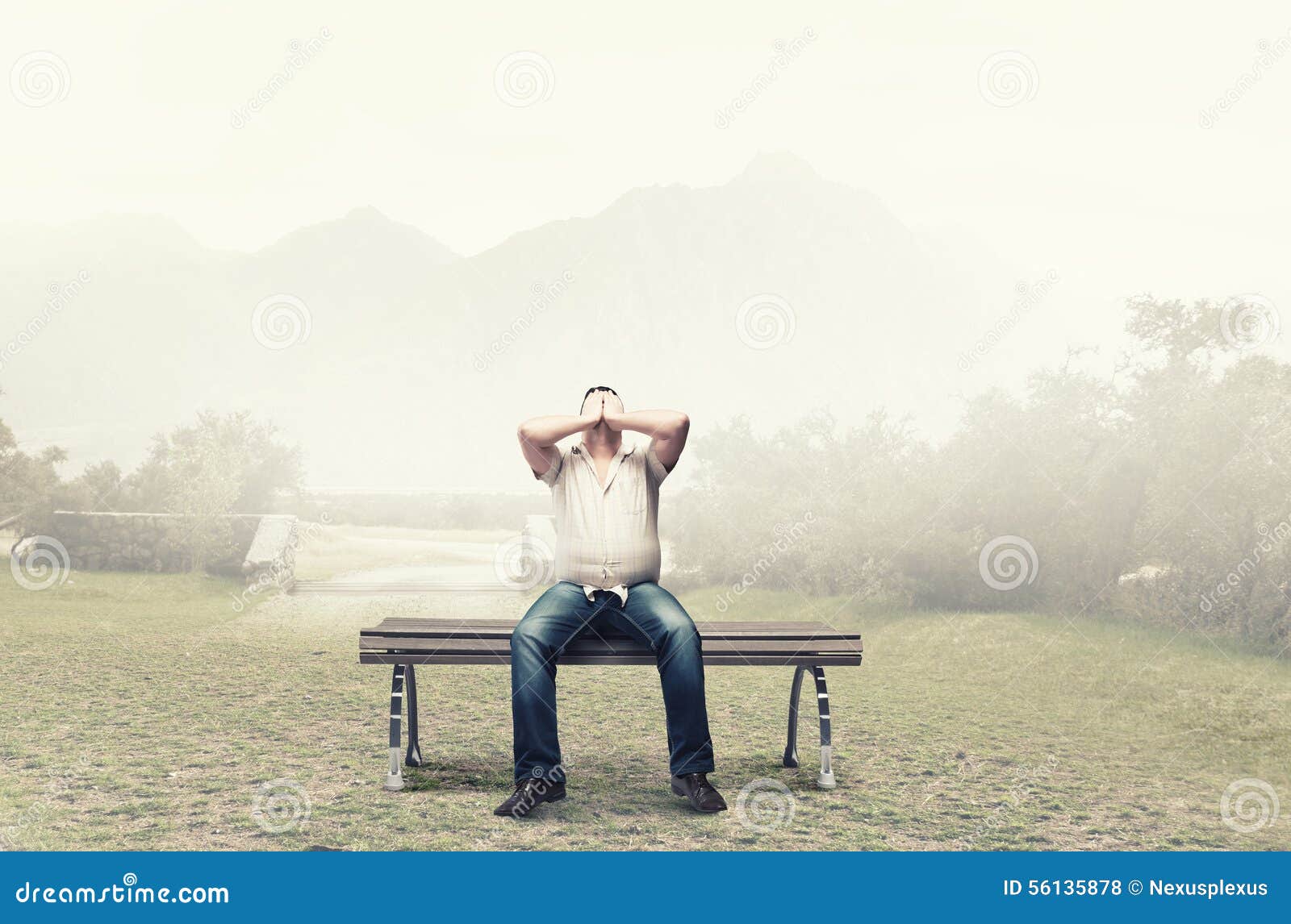 Fat man stock photo. Image of person, waiting, bench - 56135878