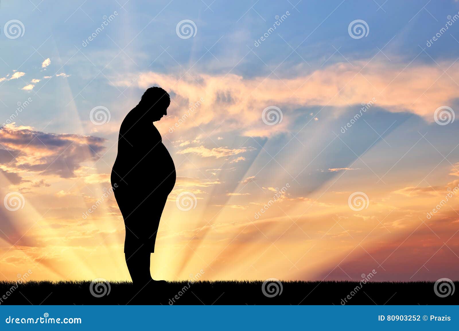 Fat man sunset stock photo. Image of weight, problem - 80903252