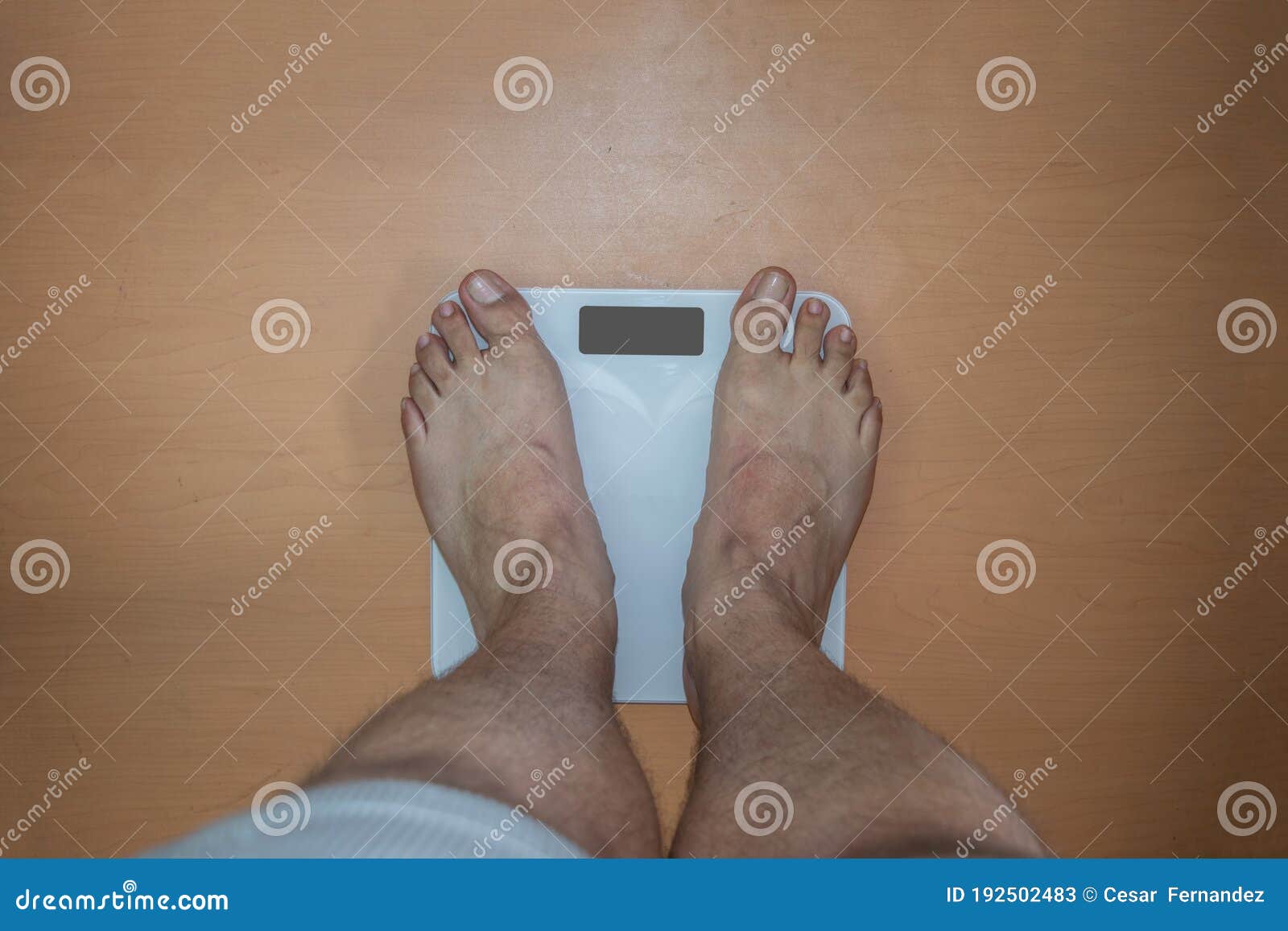 Fat Man Weighing Himself on Digital Scale Stock Image - Image of diet ...